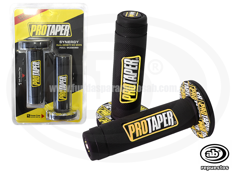 Puño pro taper base negra logo amarillo | ab Repuestos